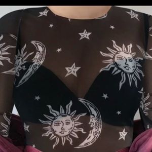 Tops | Moon And Star Harajuku Mesh Crop Top | Poshmark